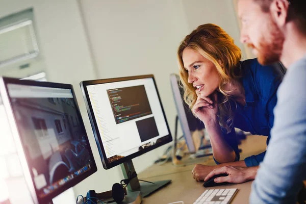 Young Software Engineers Working Project Programming Company Stock ...