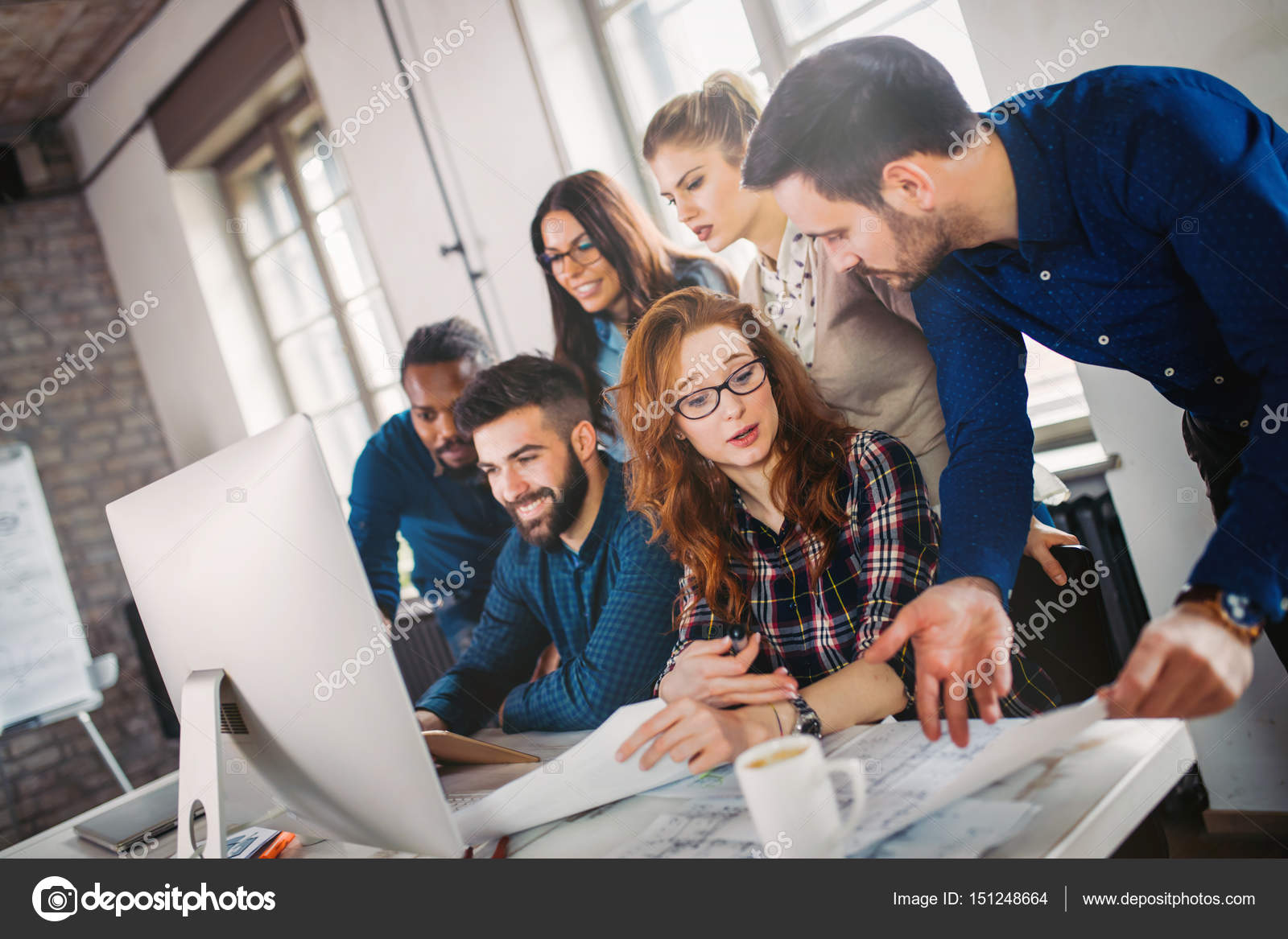 Company employees working in office — Stock Photo © nd3000 #151248664 Company employees working in office — Stock Photo © nd3000 #151248664