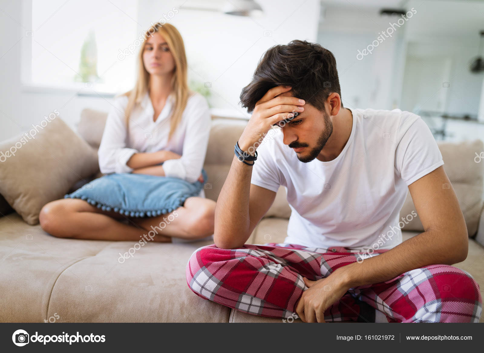 Unhappy couple having crisis and difficulties in relationship Stock ...