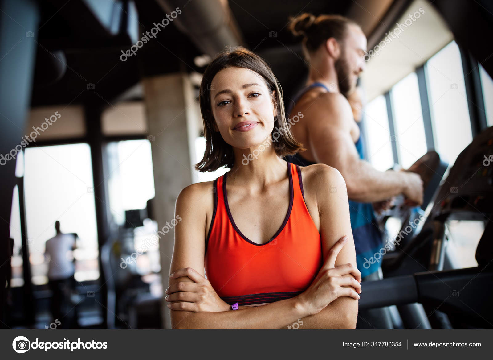 Young Fit People Running Treadmill Health Club Stock Photo by ©nd3000 ...