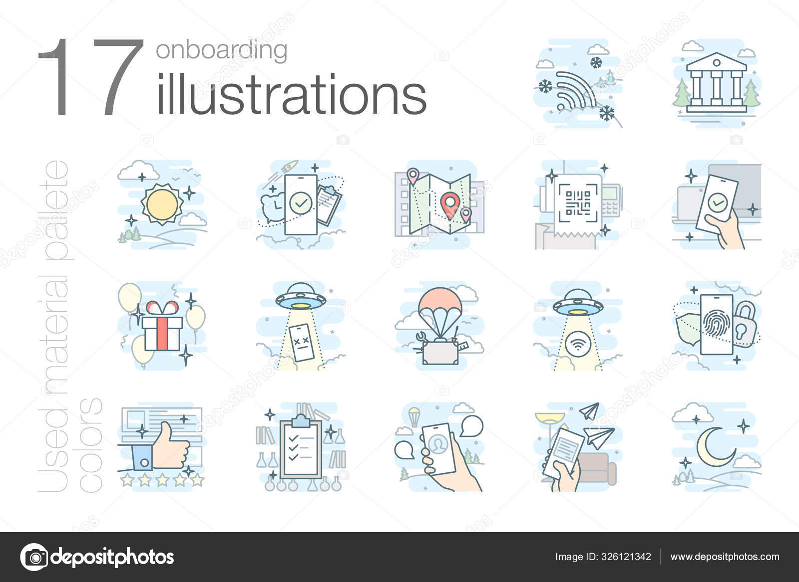 Onboarding outline colored illustrations Stock Vector by ©nandiny 326121342