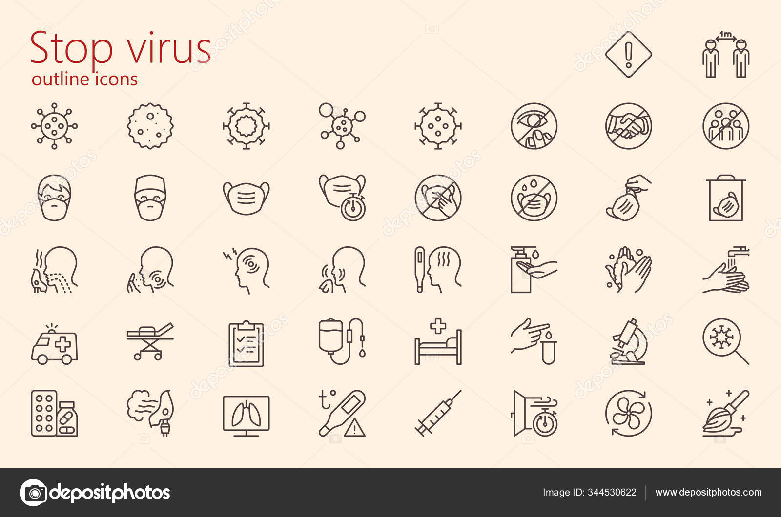 Stop virus outline iconset — Stock Vector © nandiny #344530622