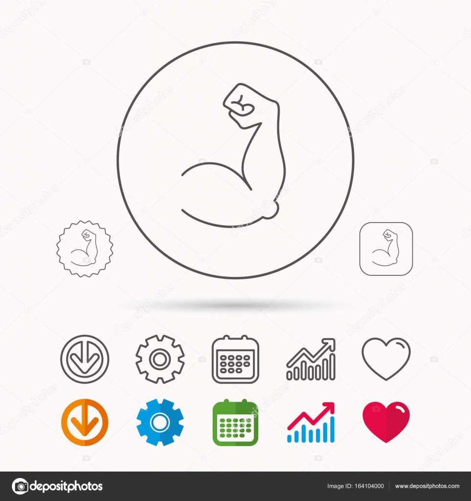 Biceps spier pictogram. Bodybuilder sterke arm teken. stockvector door ...