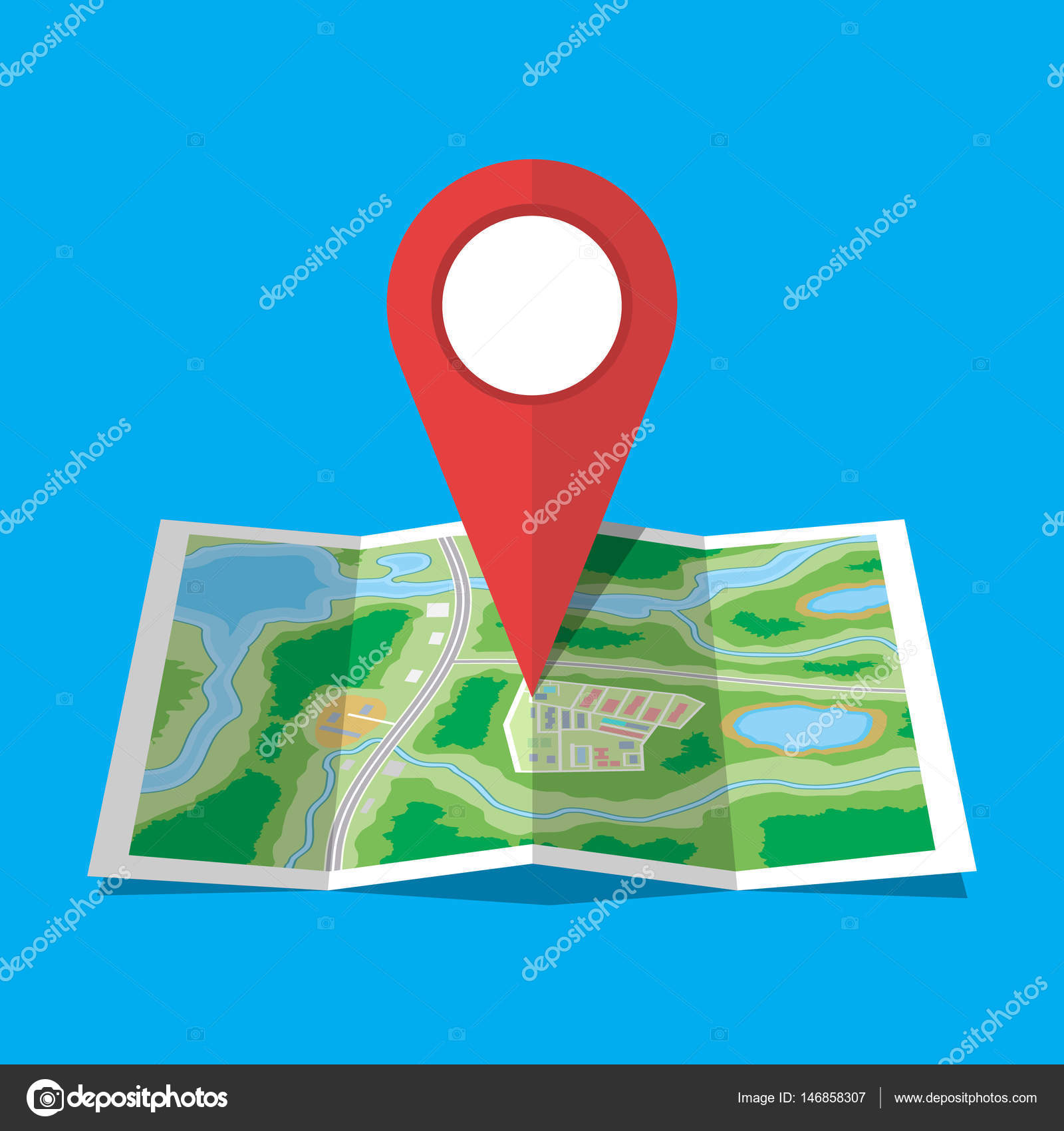 Folded Map Icon Vector