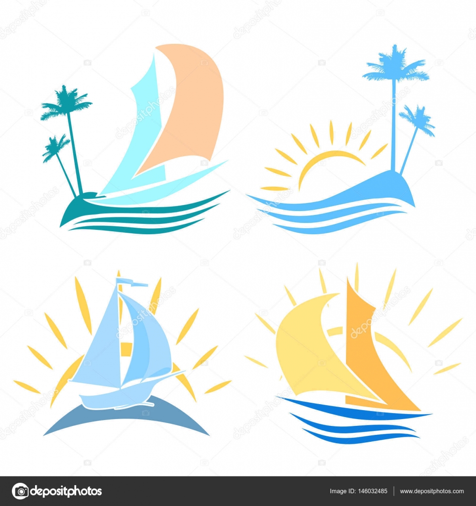 Set of logos on the sea Stock Illustration by ©evgeniybore #146032485