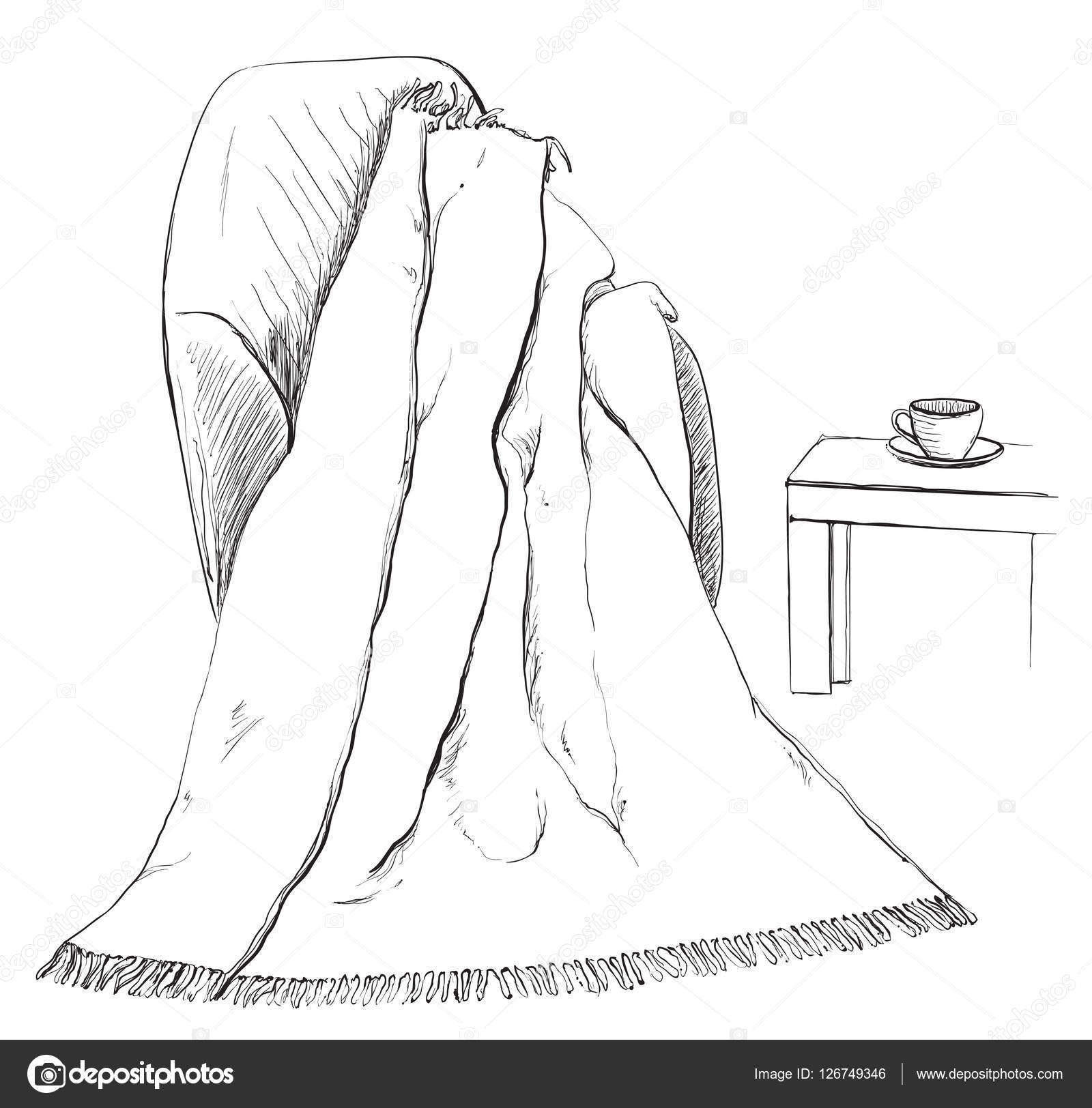 Blanket On Bed Drawing Clipart