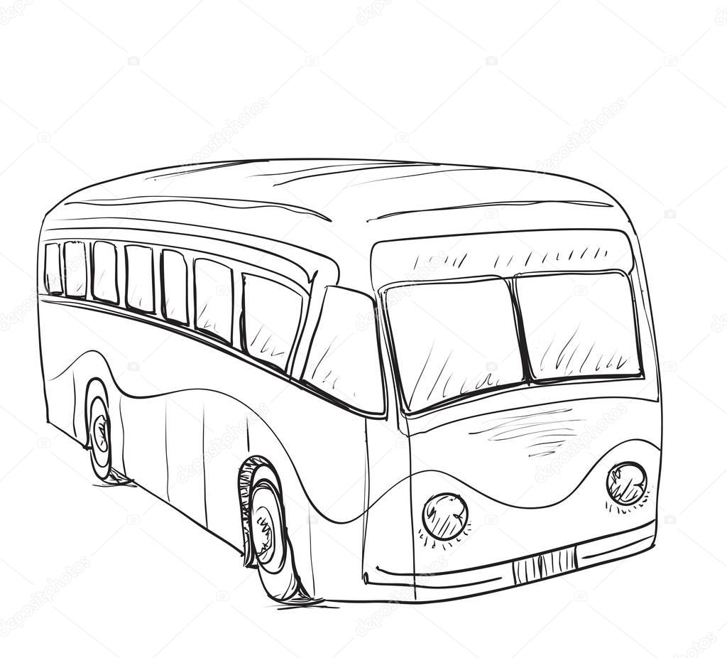 Hand drawn cartoon bus — Stock Vector © Yuliia25 #133869790