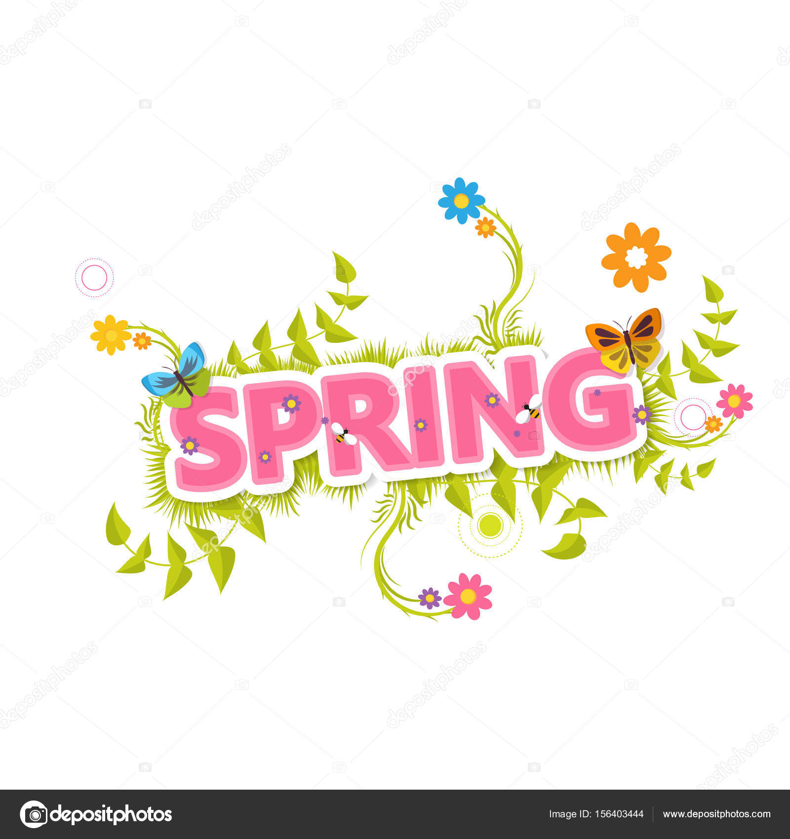 Spring Lettering with flowers Stock Vector by ©Droidworker 156403444