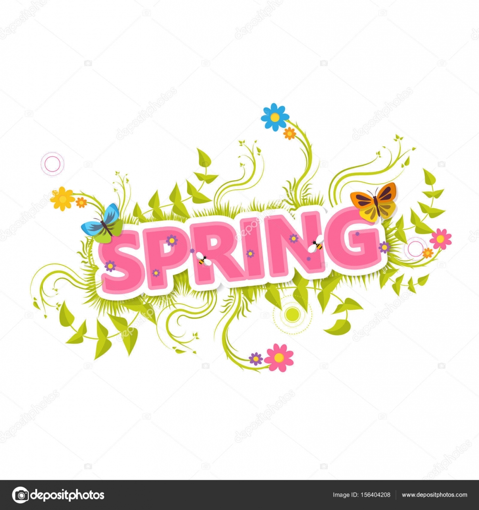 Spring Lettering with flowers Stock Vector by ©Droidworker 156404208