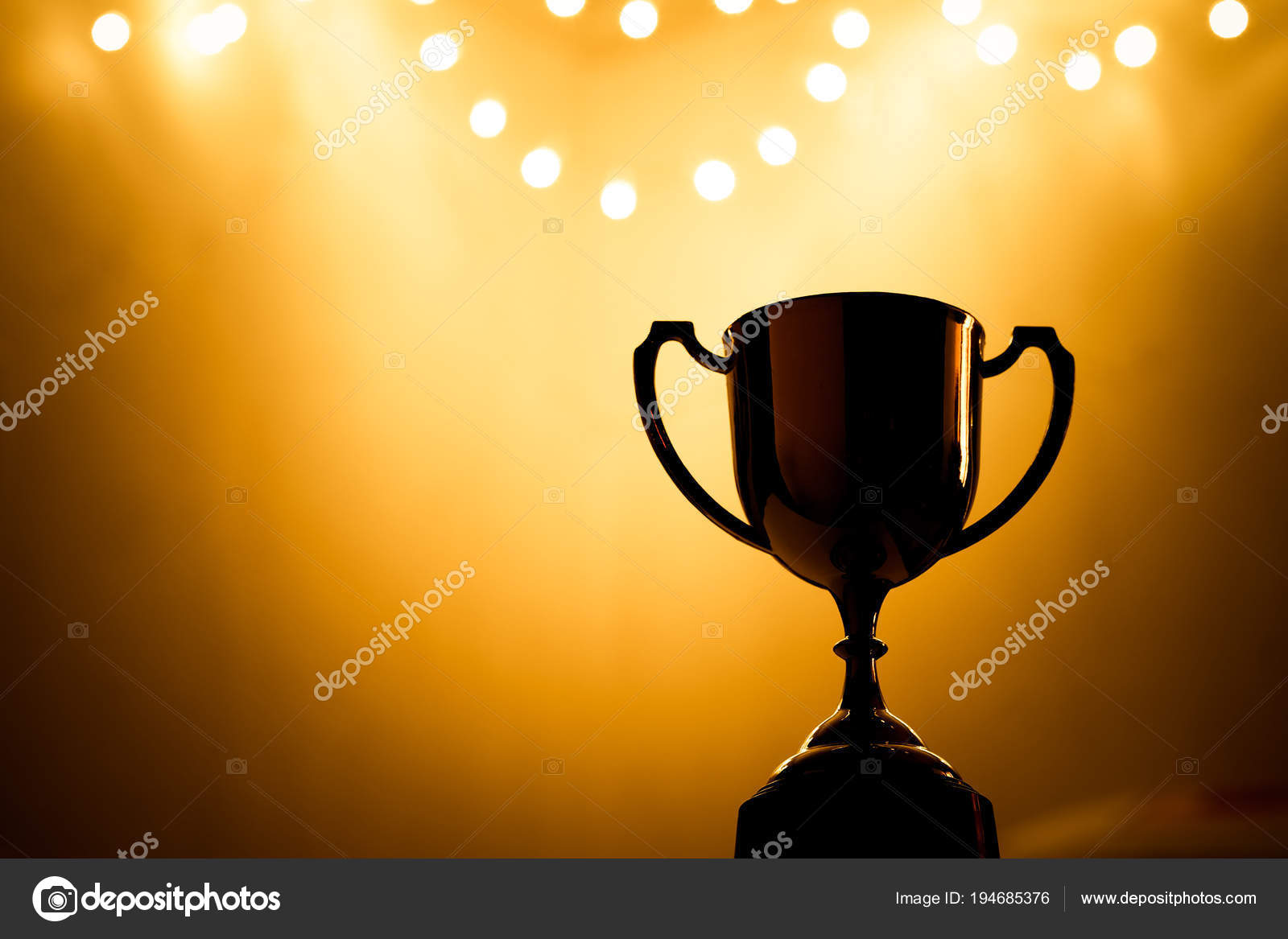 Gold Trophy Competition Dark Abstract Blurred Light Background Copy ...