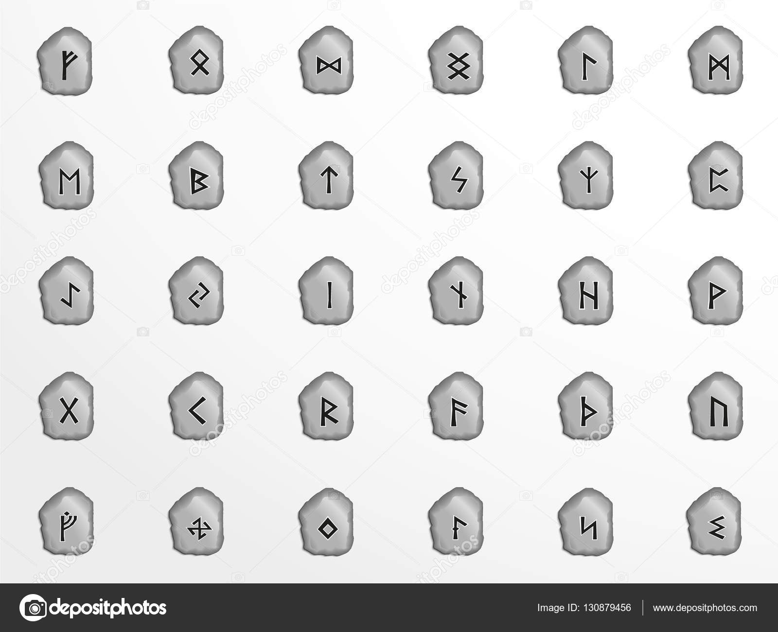 The runes on the stones. Set against a light background. Vector ...