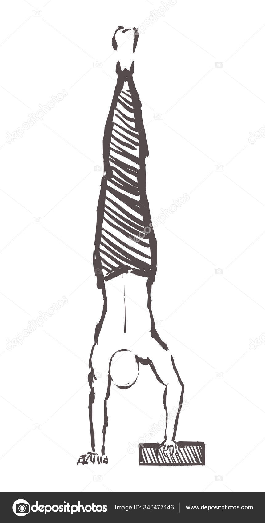 Man exercises in calisthenics, hand drawn. Street workout sketch vector ...