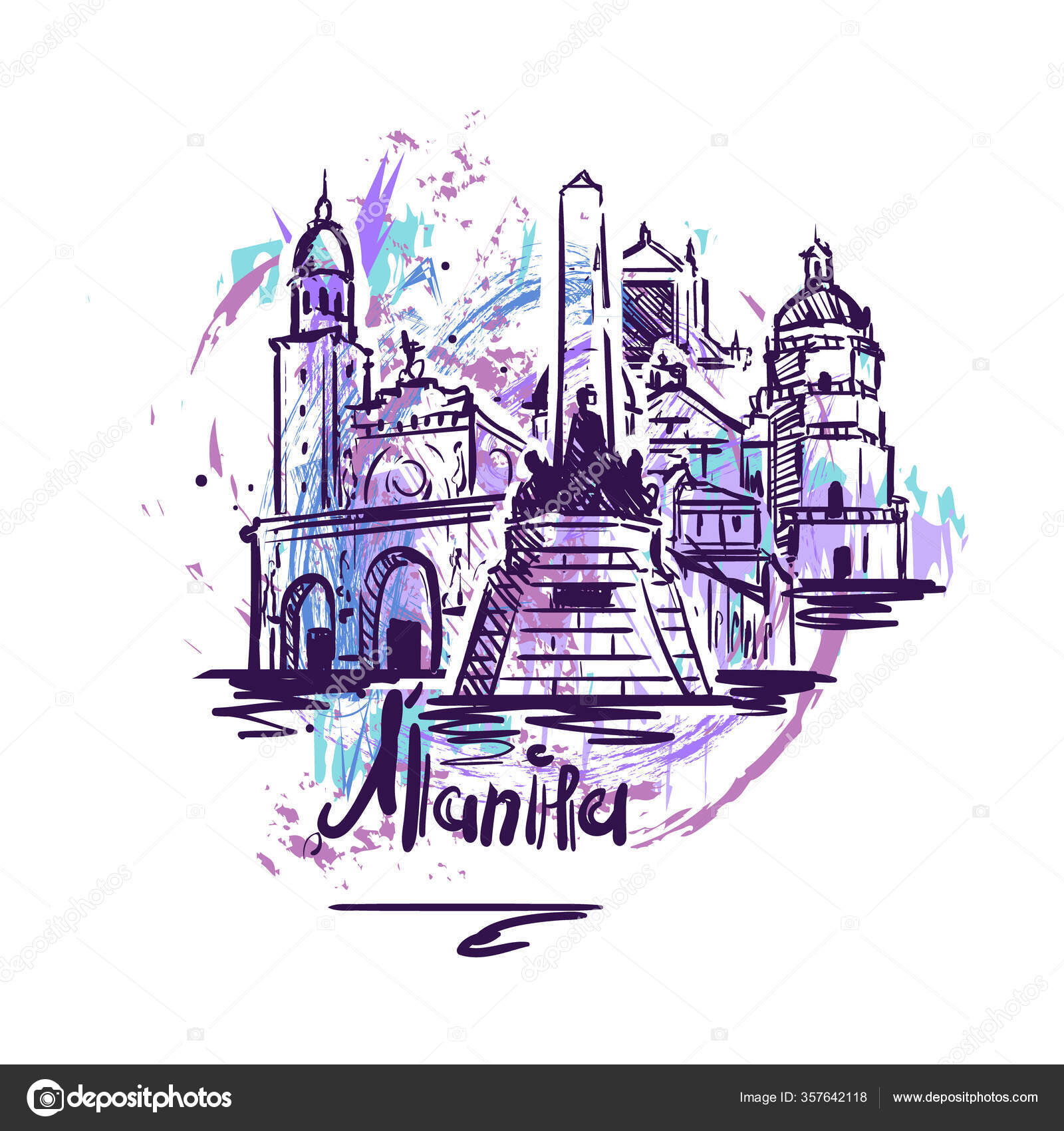 Manila Abstract Color Drawing Manila Sketch Vector Illustration ...