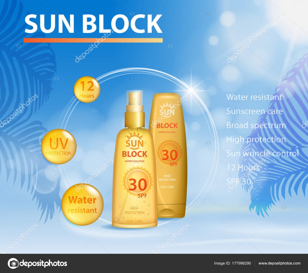 Sunblock UV protection ads template, sun care protection cosmetic ...