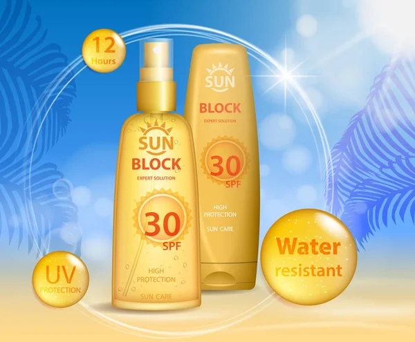 Sunblock UV protection ads template, sun care protection cosmetic ...