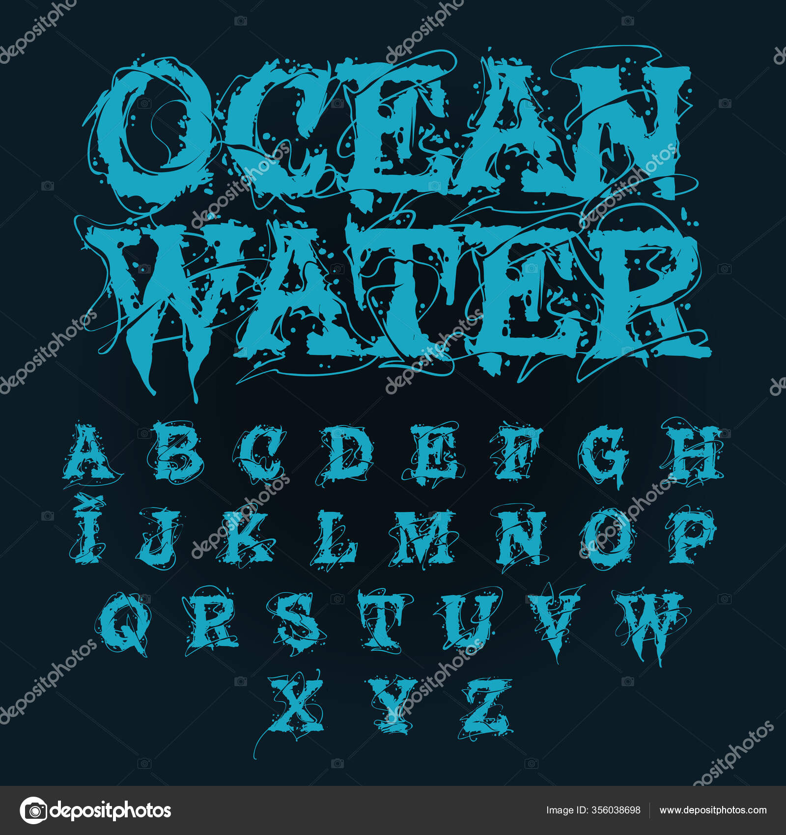 Water Font Aqua Alphabet Drops Water Abc Wet Letters Stock Vector by ...
