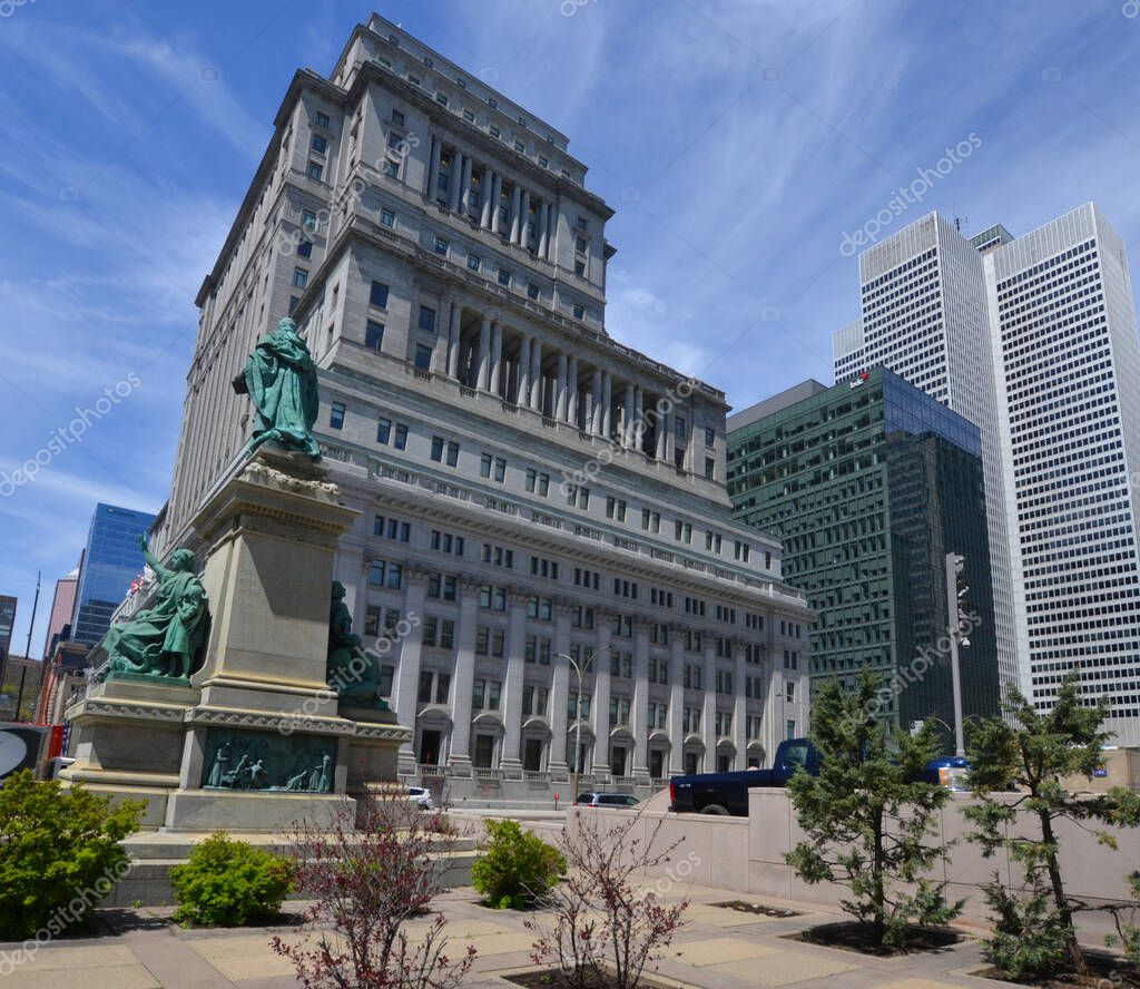MONTREAL QUEBEC CANADA - 05 20 2020: Sunlife building in Montreal ...