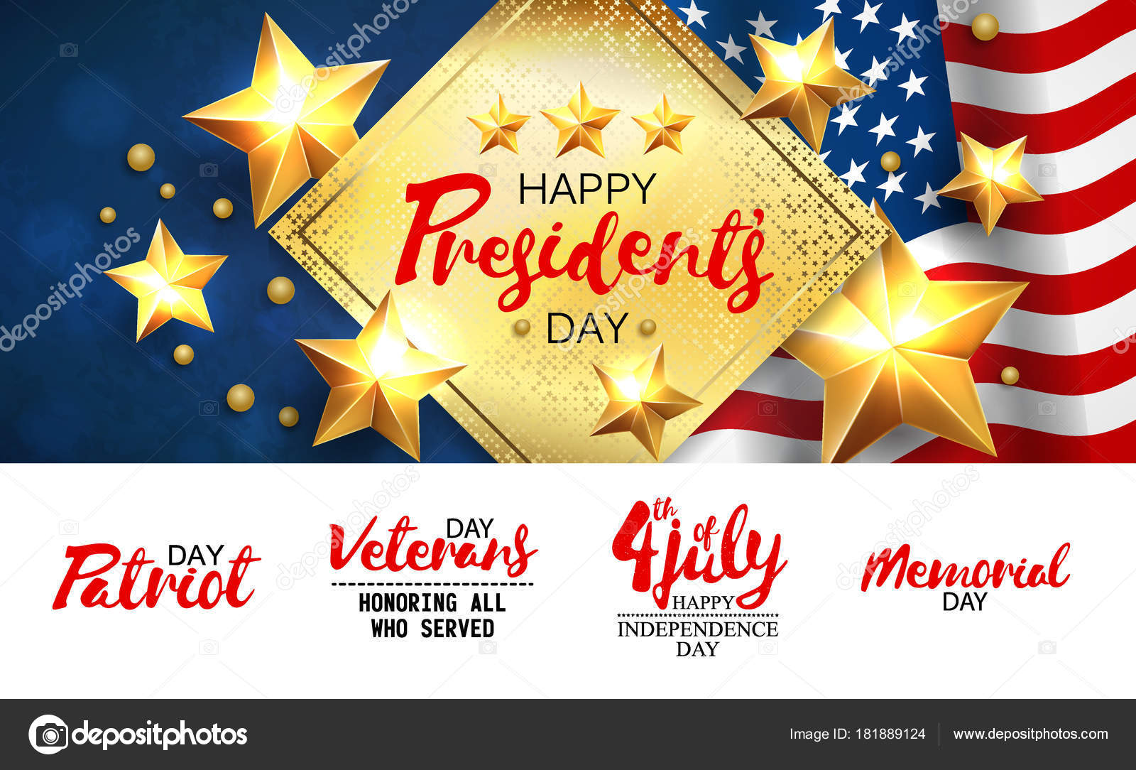 Universal illustration with a set of inscriptions for patriotic ...