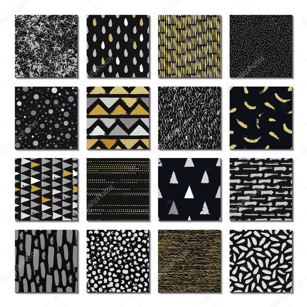 Feliz Navidad. Color oro y plata. Set de 16 texturas sin costuras ...