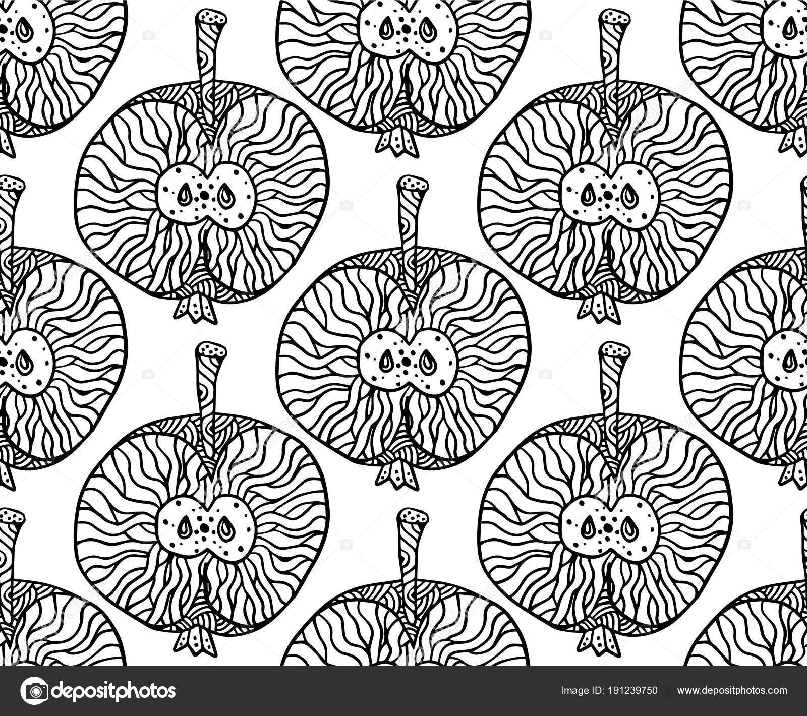 Apple zentangle pattern for print or disign. Vector illustration, black ...
