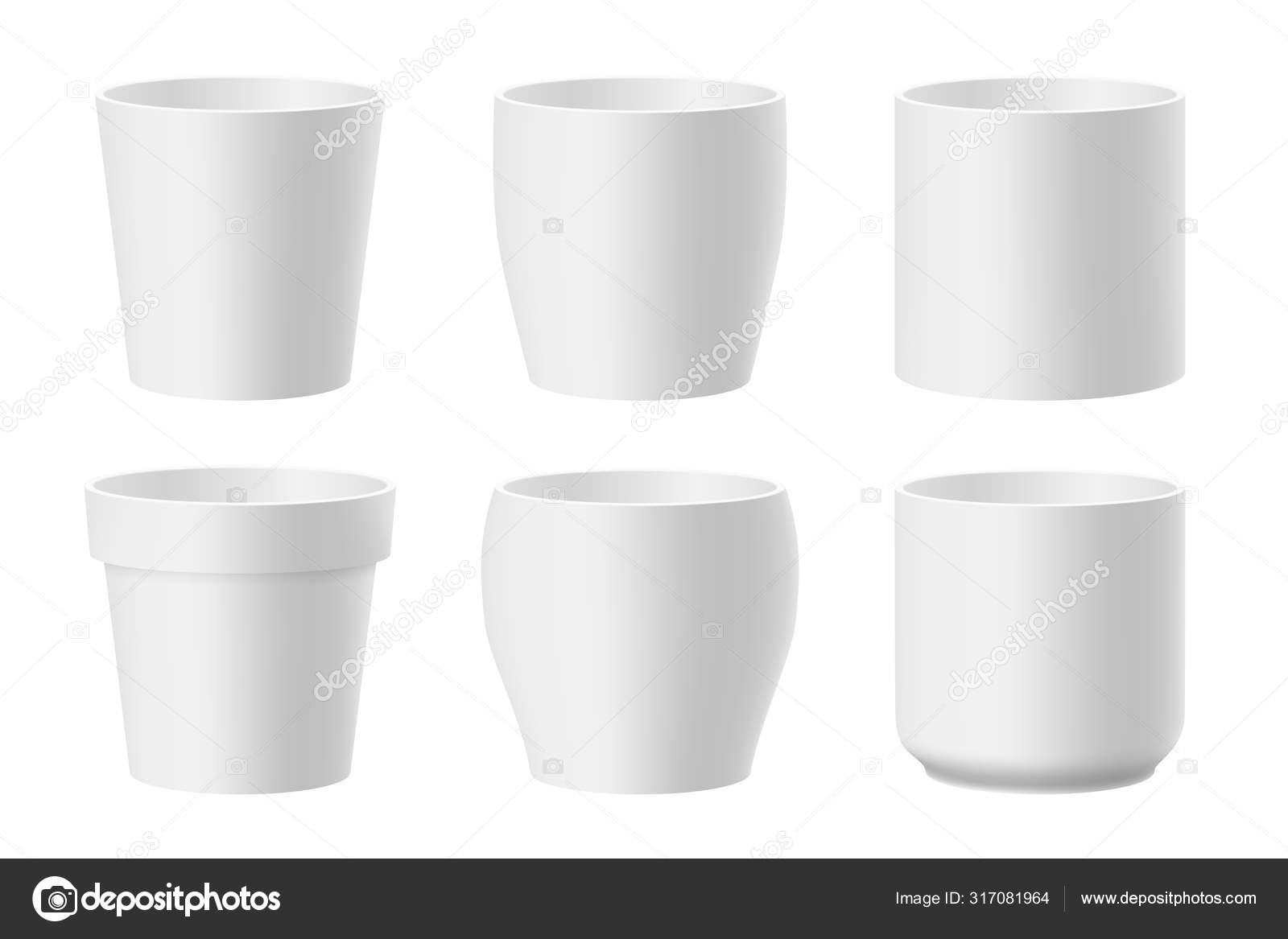 Vector set of realistic white flower pots Stock Vector by ...