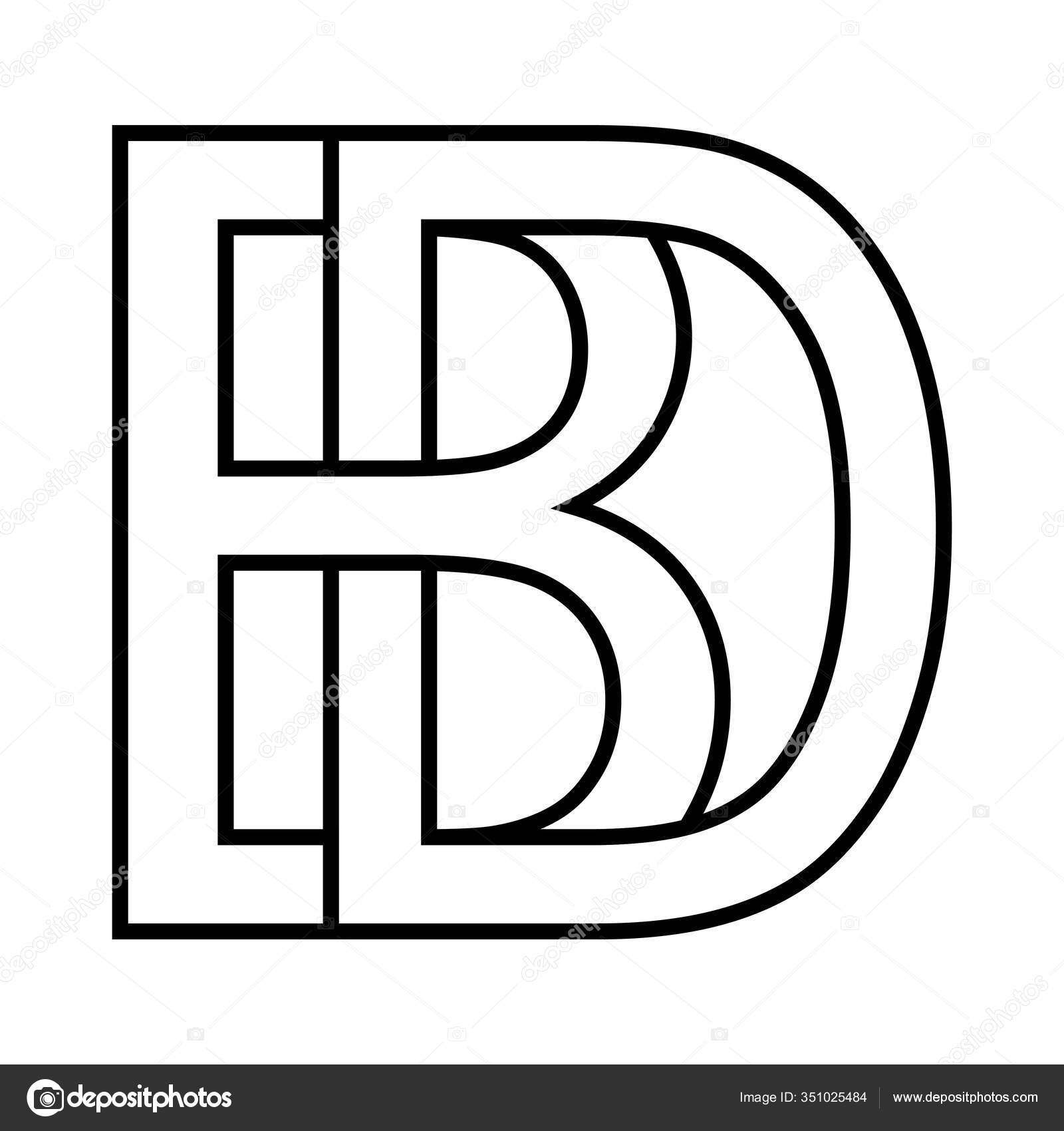 Logo sign bd, db icon sign interlaced letters B and D vector logo bd ...