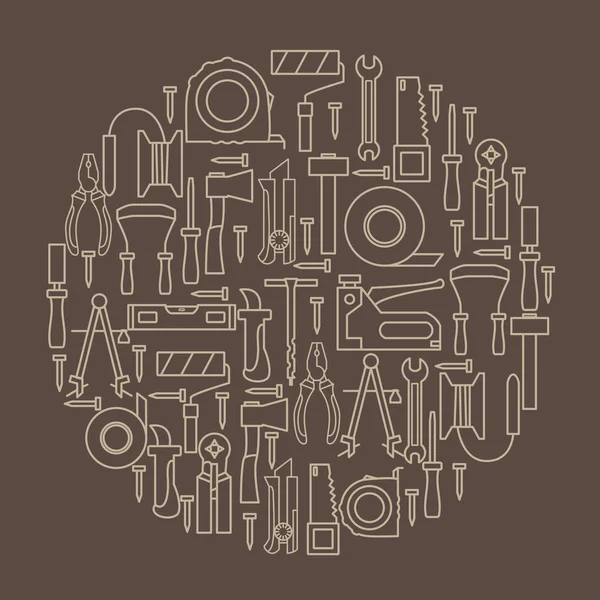 A set of hand tools for construction and repair located inside the ...