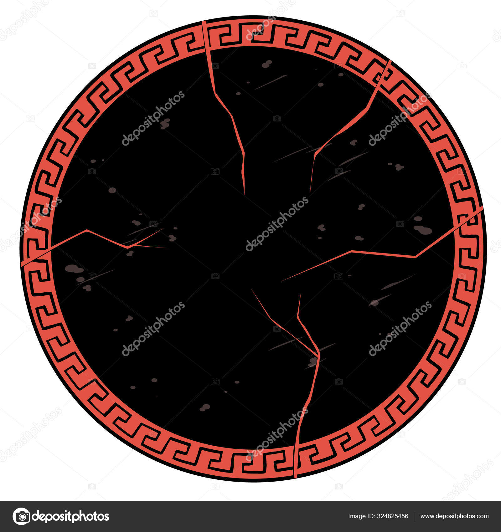 Old ancient Greek ceramic plate background with cracks Stock Vector by ...
