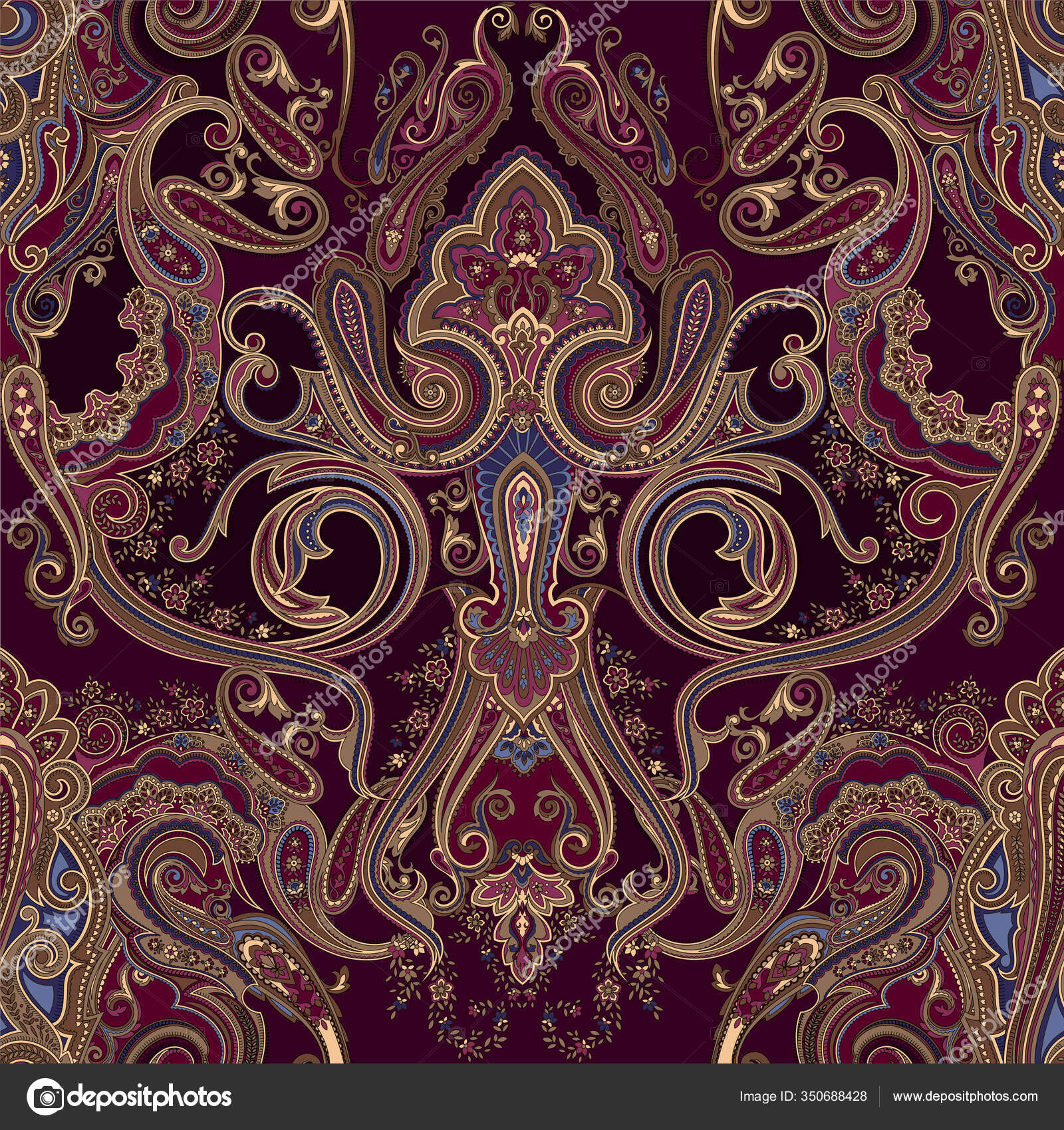 Seamless Traditional Paisley Pattern Textile Design Fabrics Classic ...