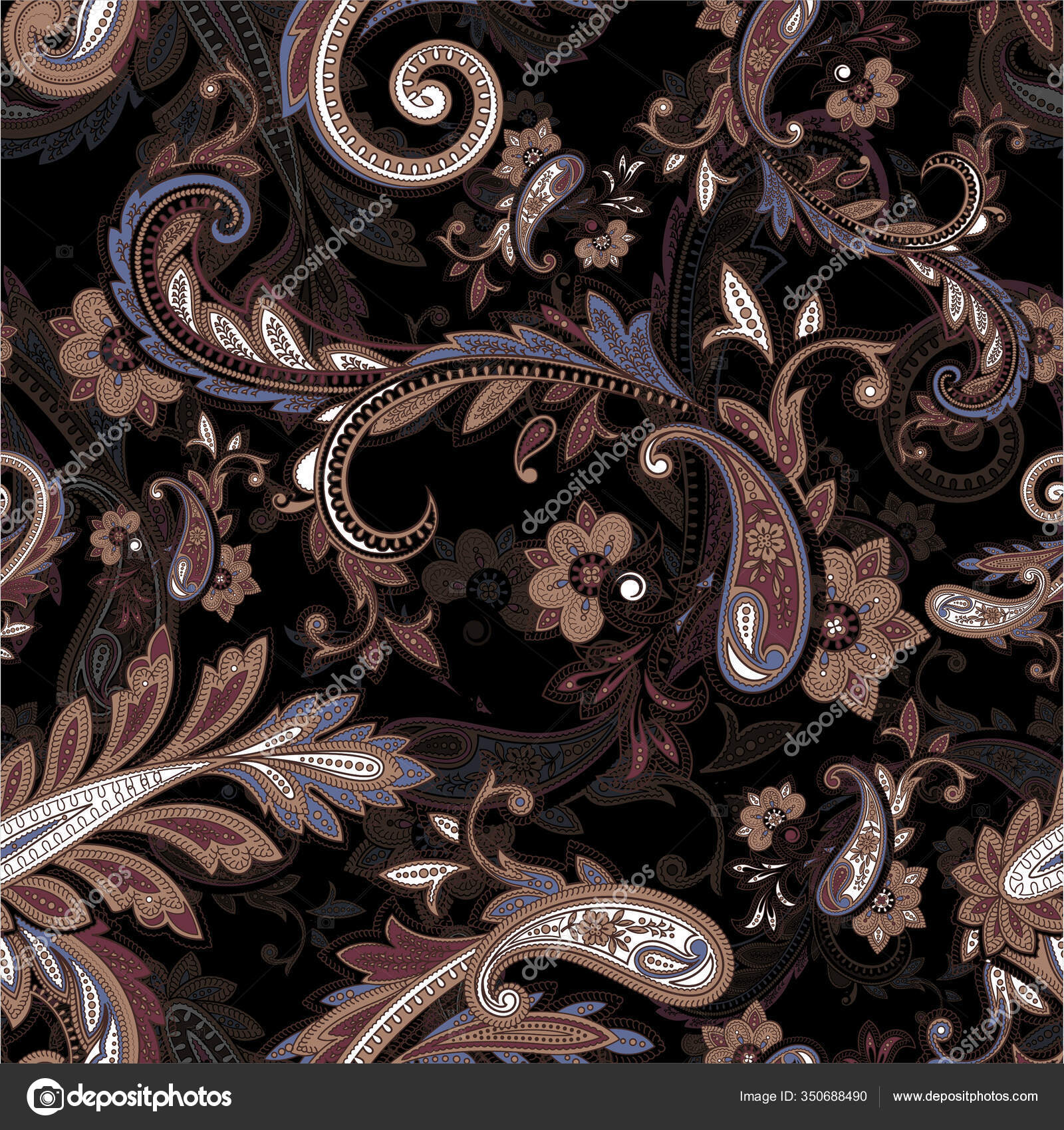 Seamless Traditional Paisley Pattern Textile Design Fabrics Classic ...