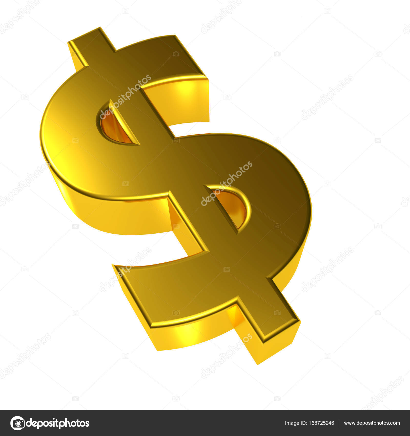 3d Illustration Featuring Gold Dollar Symbol Isolated Stock
