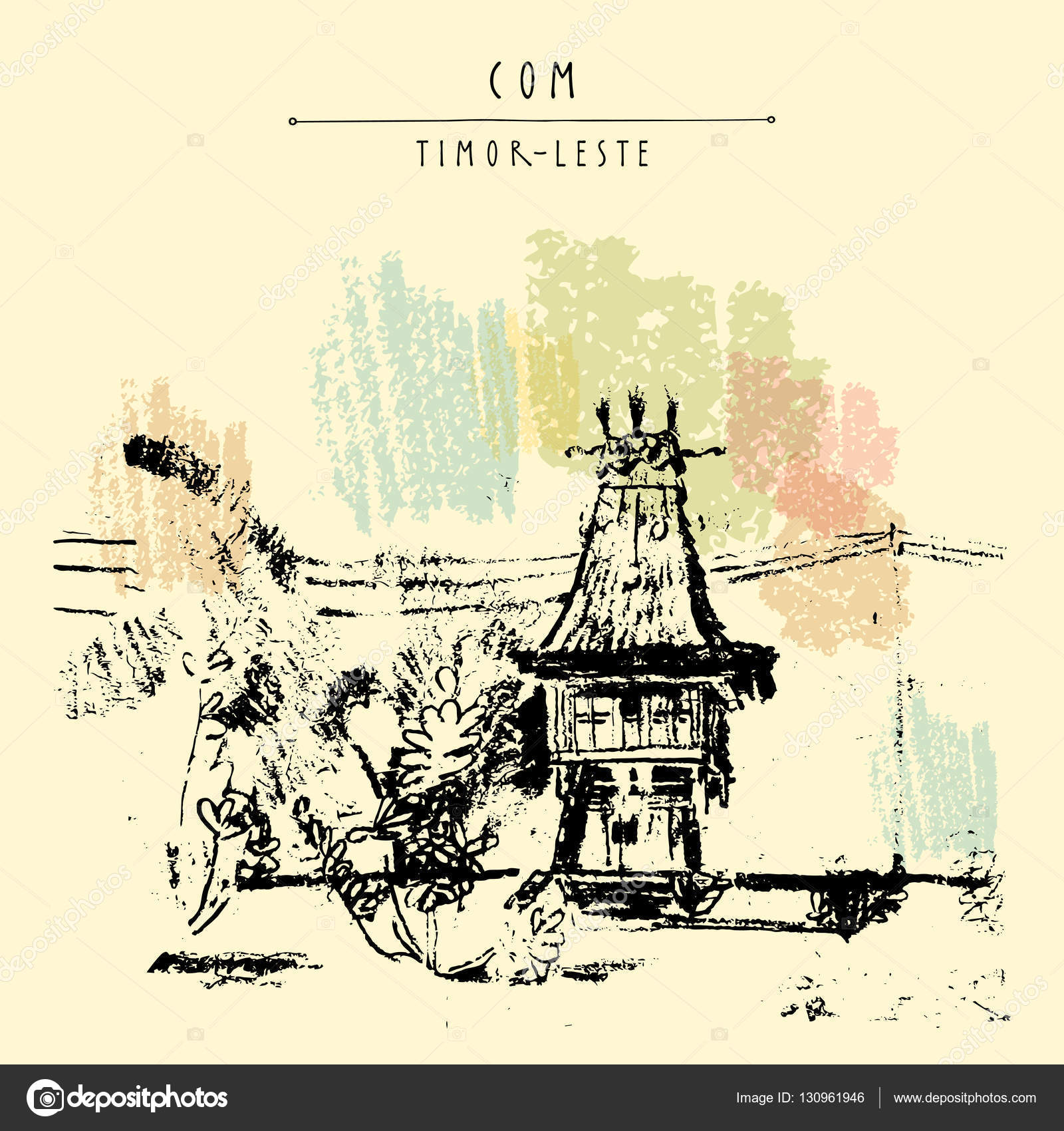 Sacred house in Com, East Timor Stock Vector Image by ©babayuka #130961946