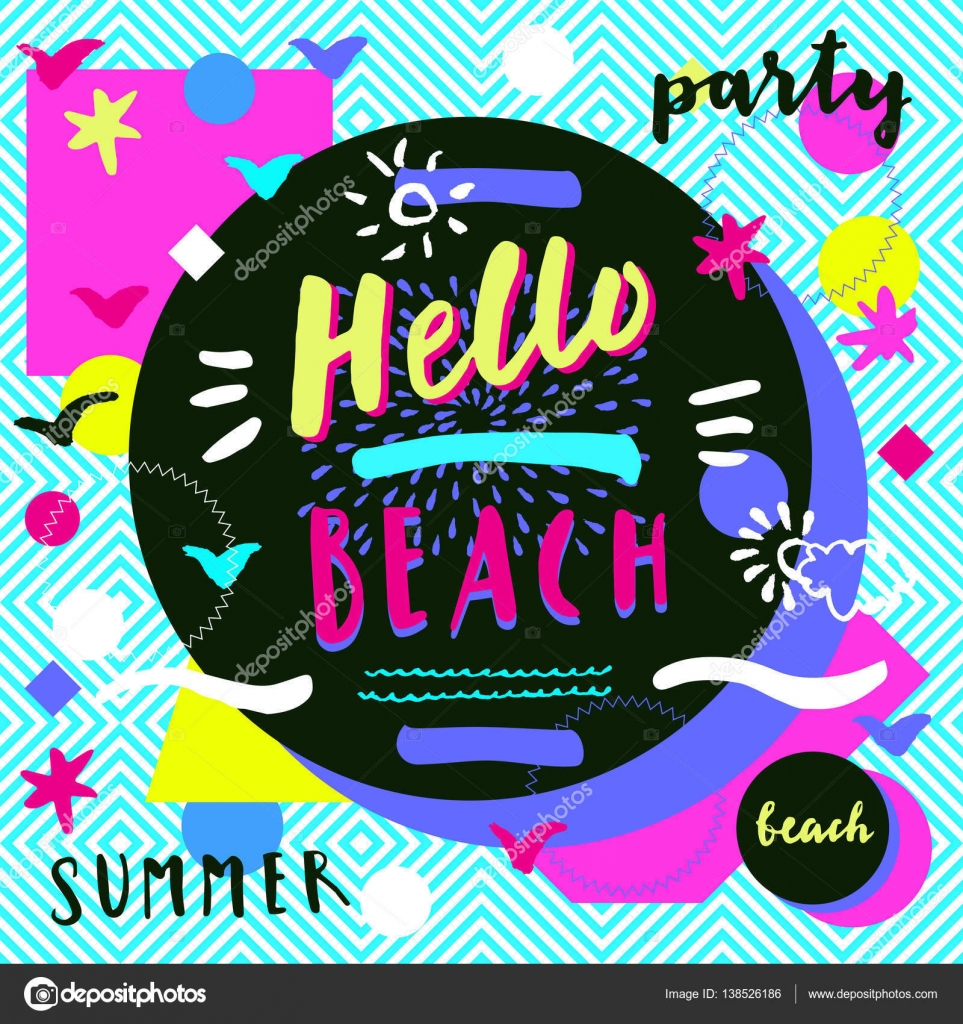 Hello Summer Beach Party Stock Vector by ©babayuka 138526186