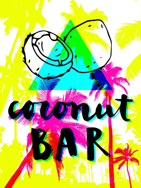 Beach Bar Modern Calligraphy Sign Hand Drawn Coconuts Summer Restaurant ...