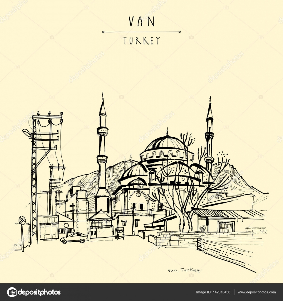 Turkish Mosque in Van — Stock Vector © babayuka #142010456