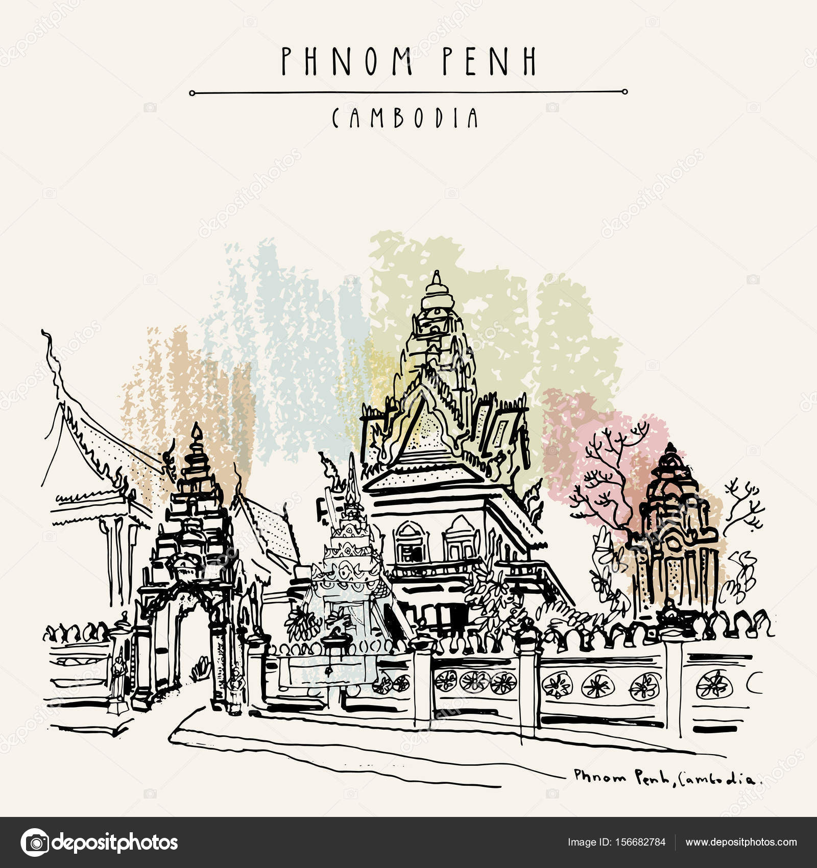 Phnom Penh, Cambodia. Stock Vector Image by ©babayuka #156682784