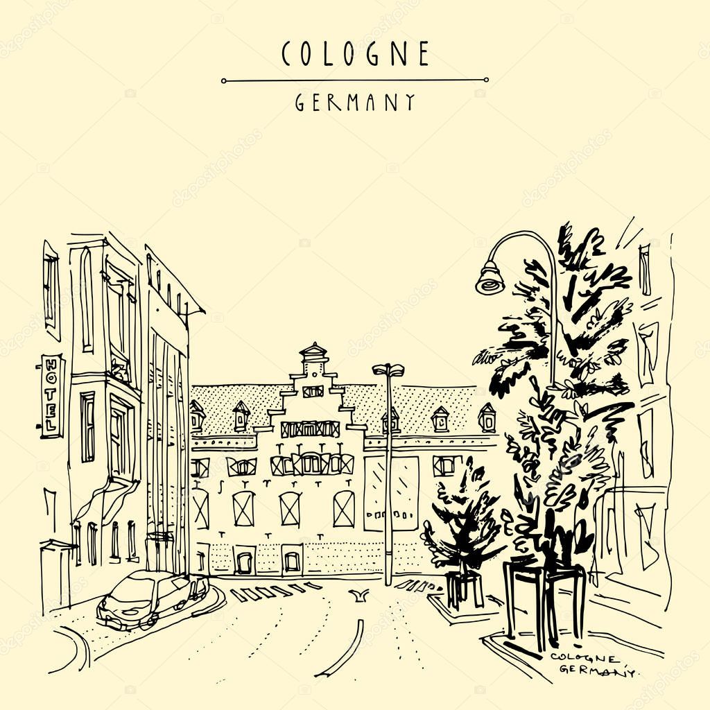 Colonia Koln, Alemania Occidental, Europa. Casco antiguo, boceto de ...