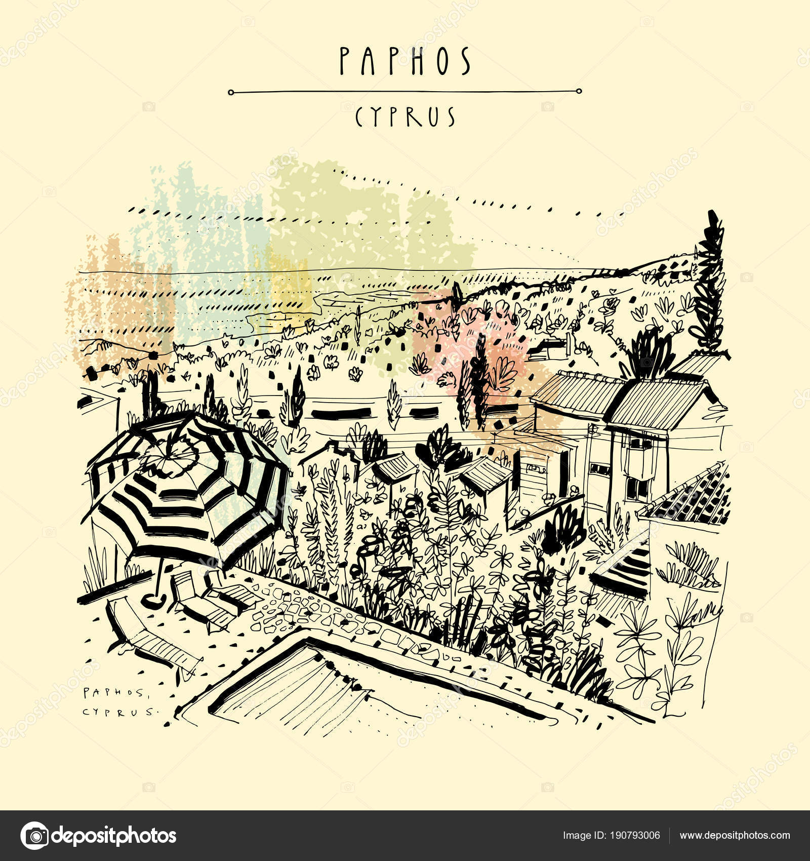 Upper View Paphos Cyprus Europe Stock Illustration by ©babayuka #190793006