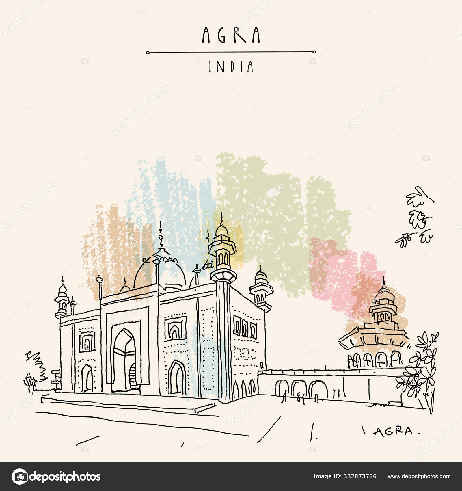 Agra India Mezquita Complejo Taj Mahal Antigua Arquitectura Histórica ...
