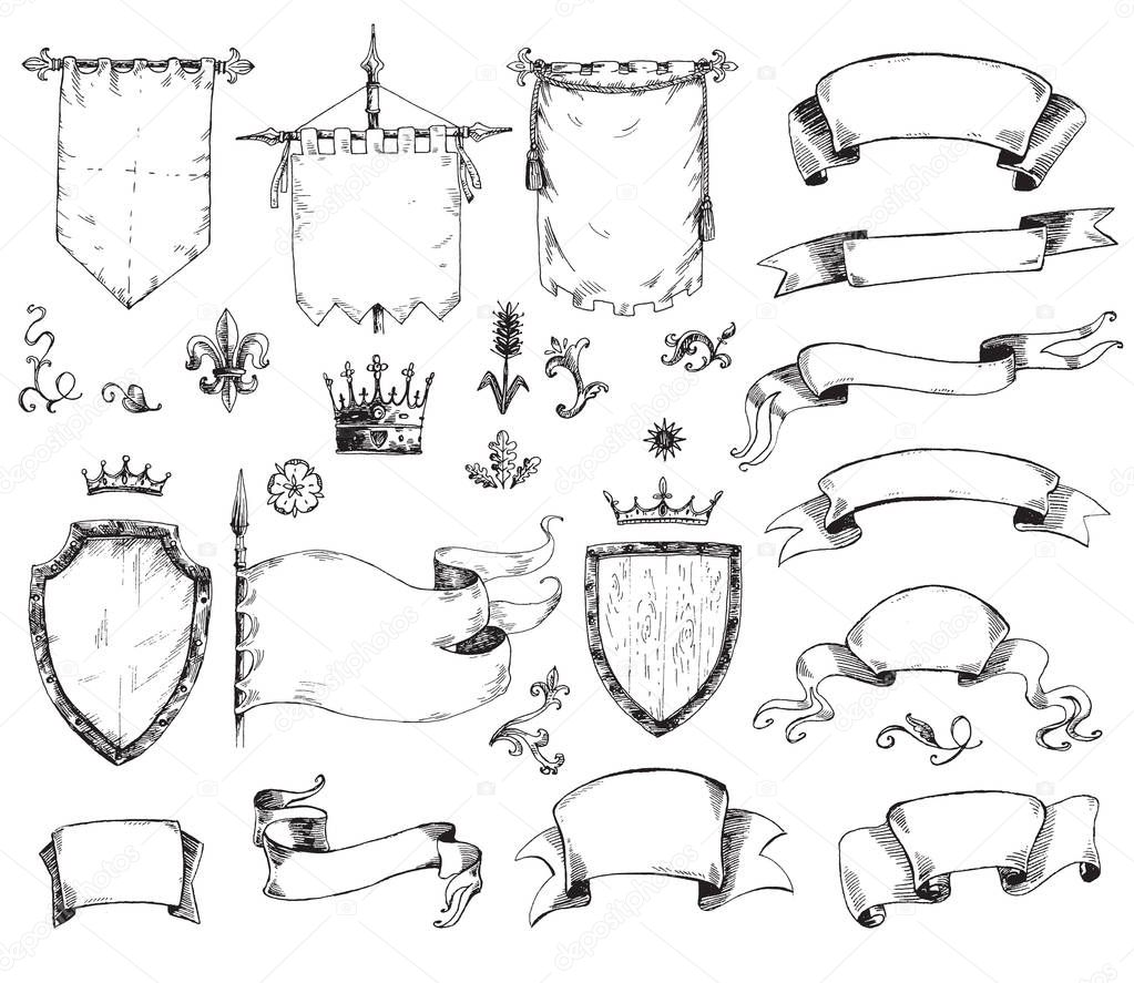 Collection of heraldic templates — Stock Vector © dinkoobraz #144708215