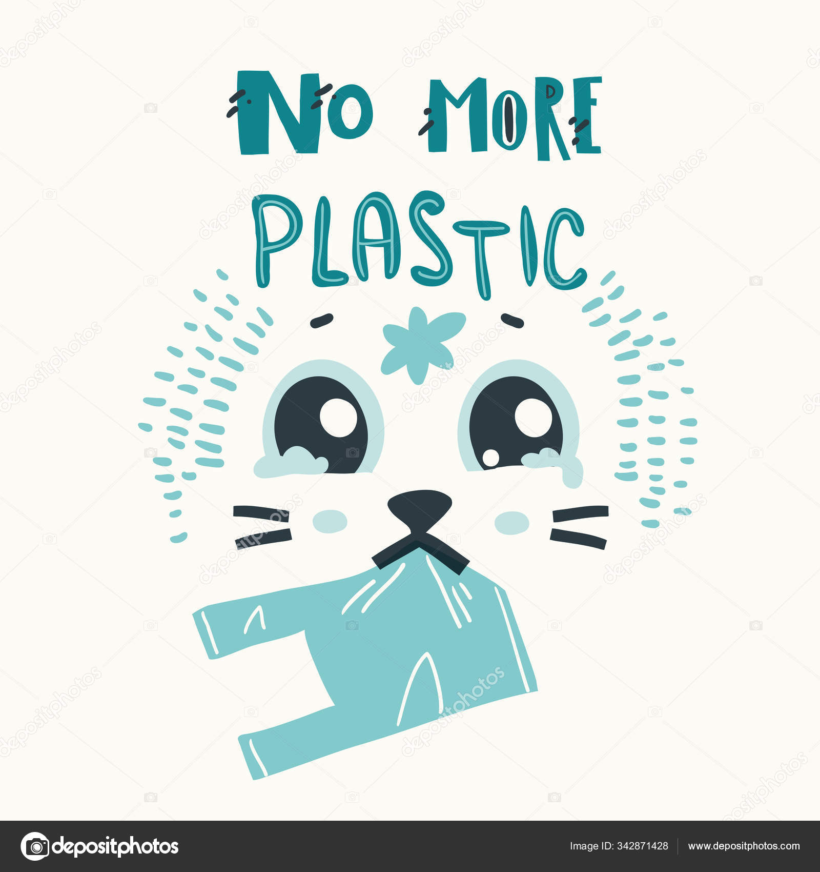 Poster Sad Seal Plastic Garbage Mouth More Plastic Hand Lettering ⬇ ...