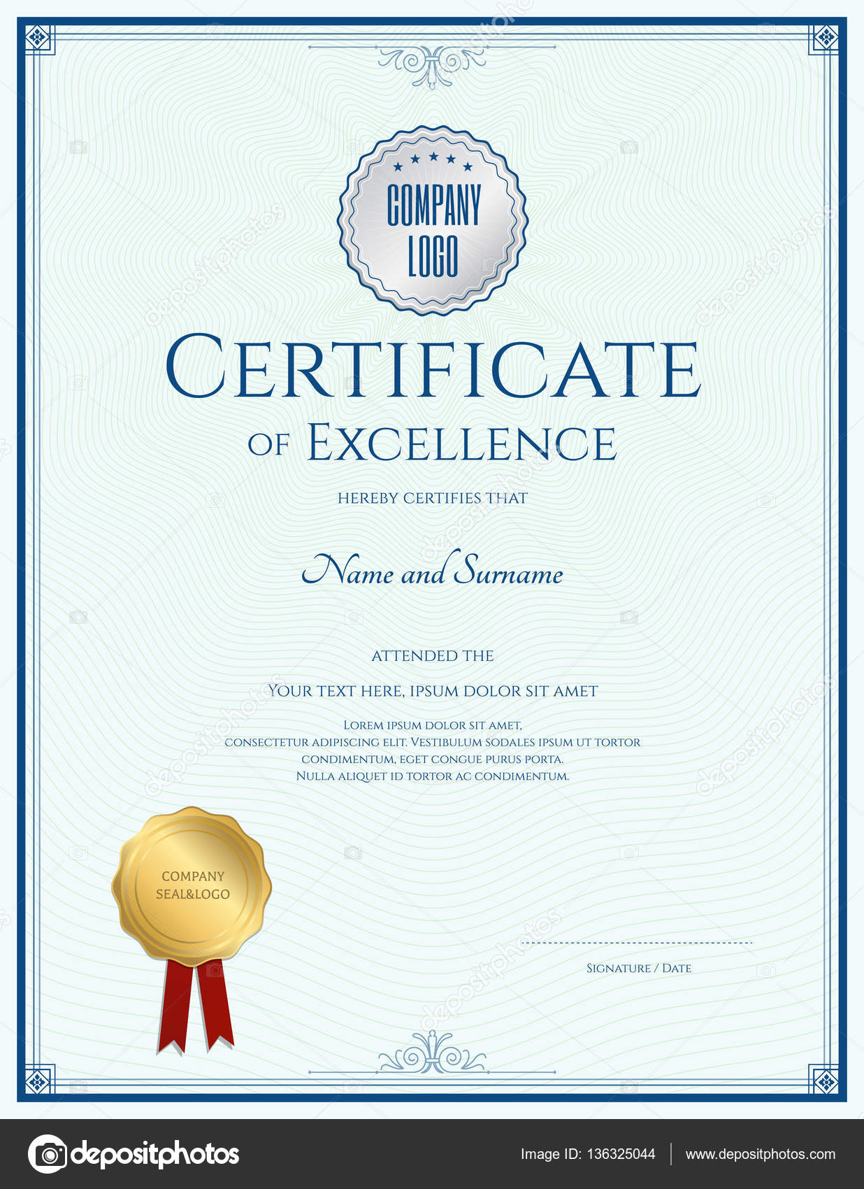 Certificate Of Excellence Template