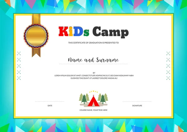 Camp certificate template | Kids certificate template in vector for ...