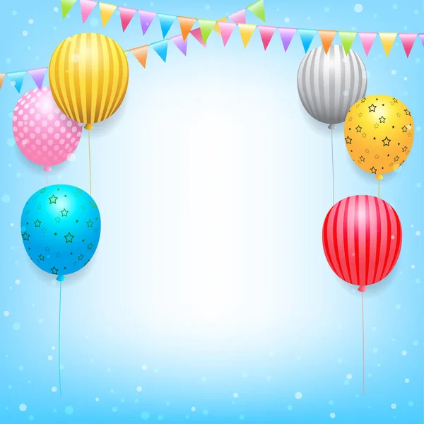 Birthday banner card frame template with colorful balloons and copy ...