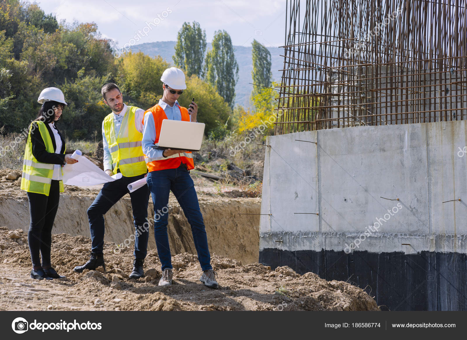 Civil Engineers Construction Site Construction Concept — Stock Photo ...