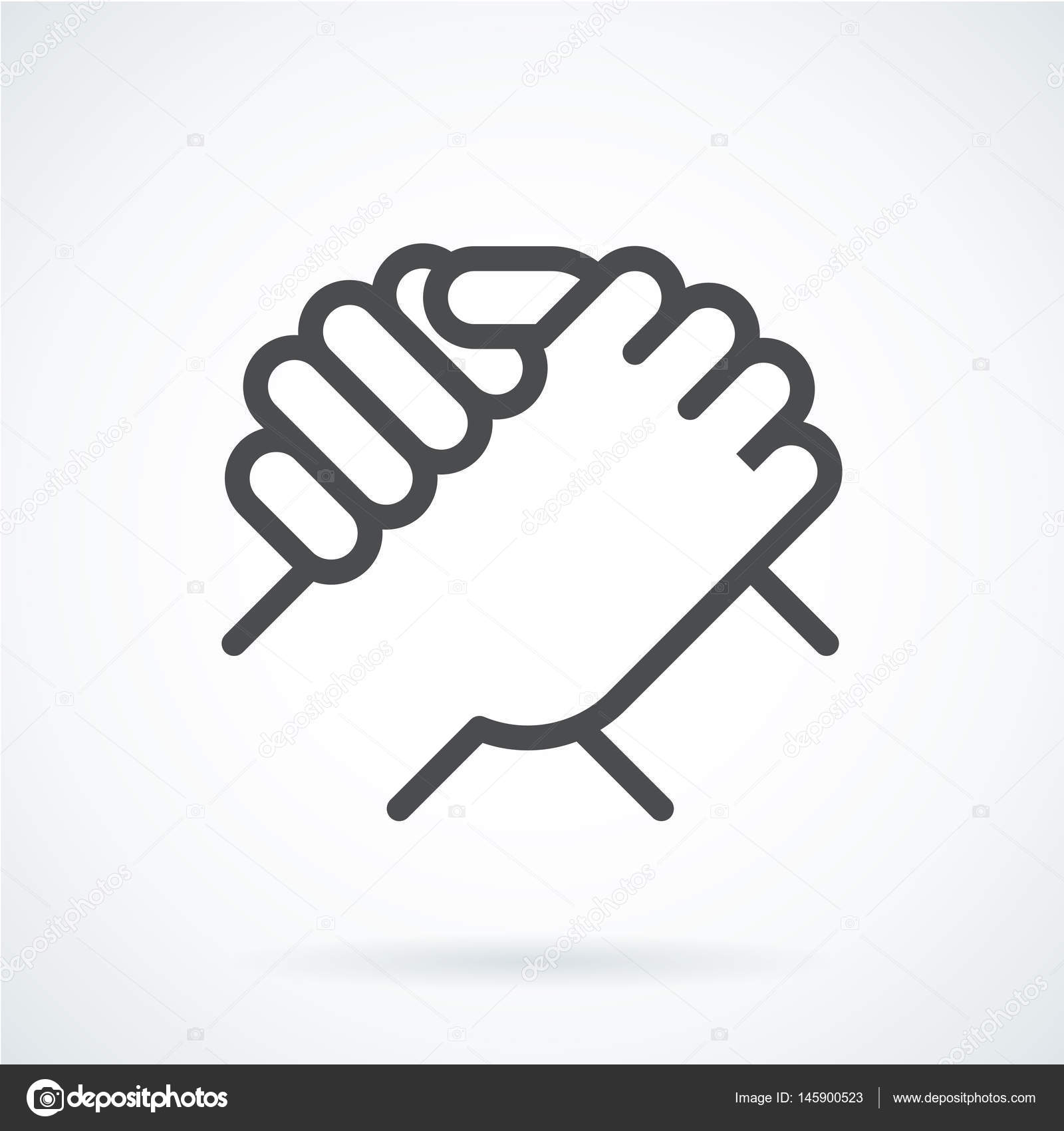 Black flat icon gesture hand of a human greeting, armwrestling — Stock ...