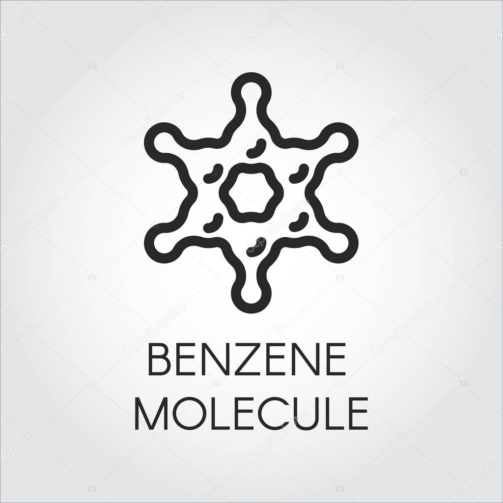 Simplicity line icon of benzene molecule. Organic chemical compound ...