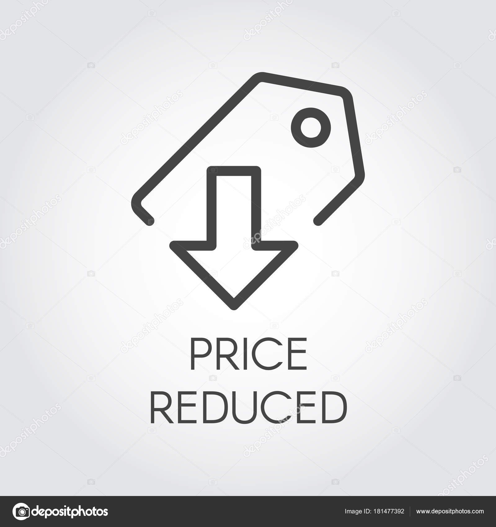 Price reduced linear icon. Price-tag with down arrow logo for stores ...