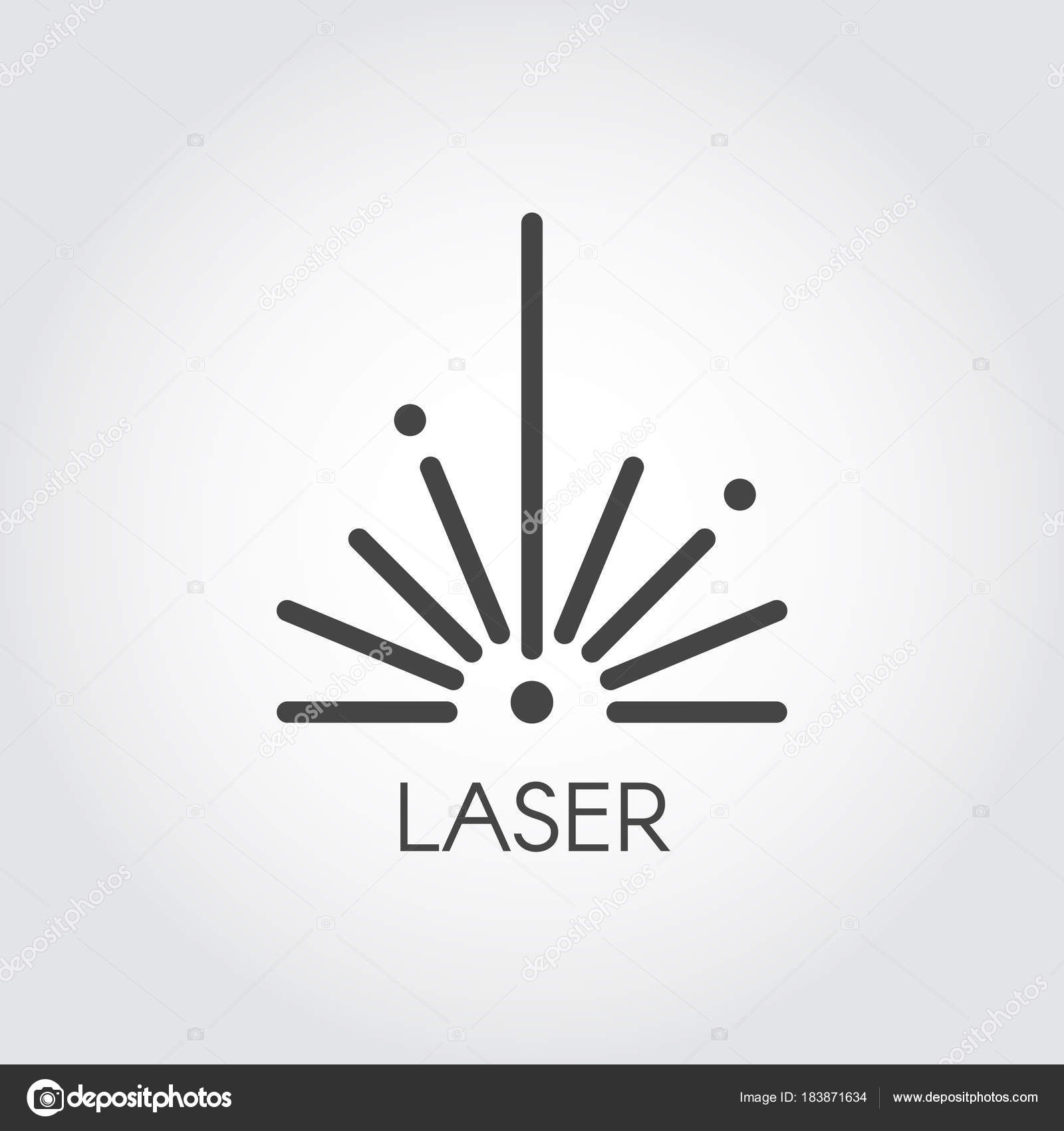 Laser ray half circle icon drawing in outline design. Graphic thin line ...
