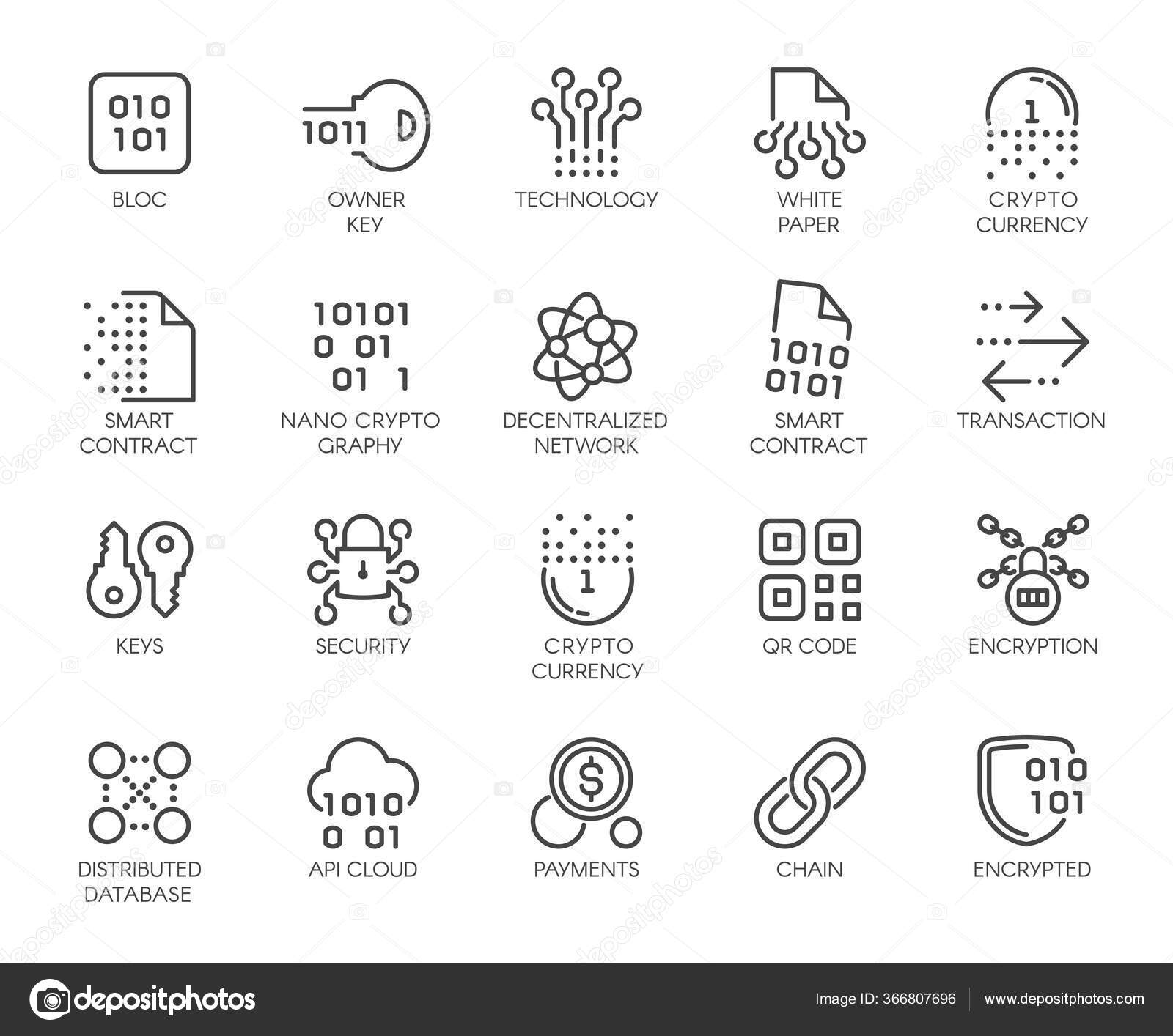 Premium Icons Pack on Blockchain System, Crypto Technology . Such Line ...